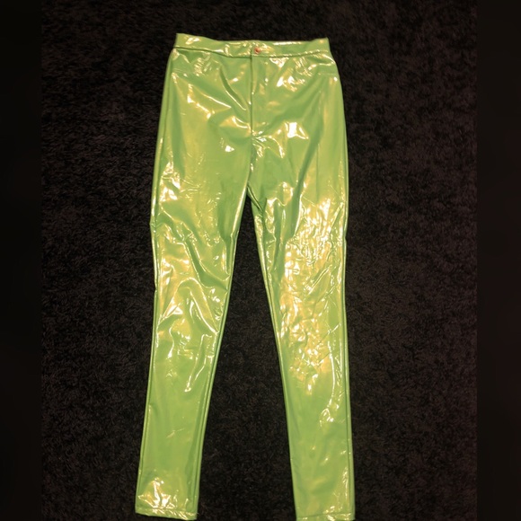 Pants & Jumpsuits | Lime Green Leather Pants | Poshmark